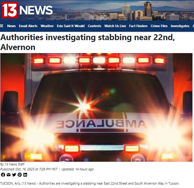 STABBING on SUN TRAN Free CRIME BUS Yesterday! – Tucson Crime Free